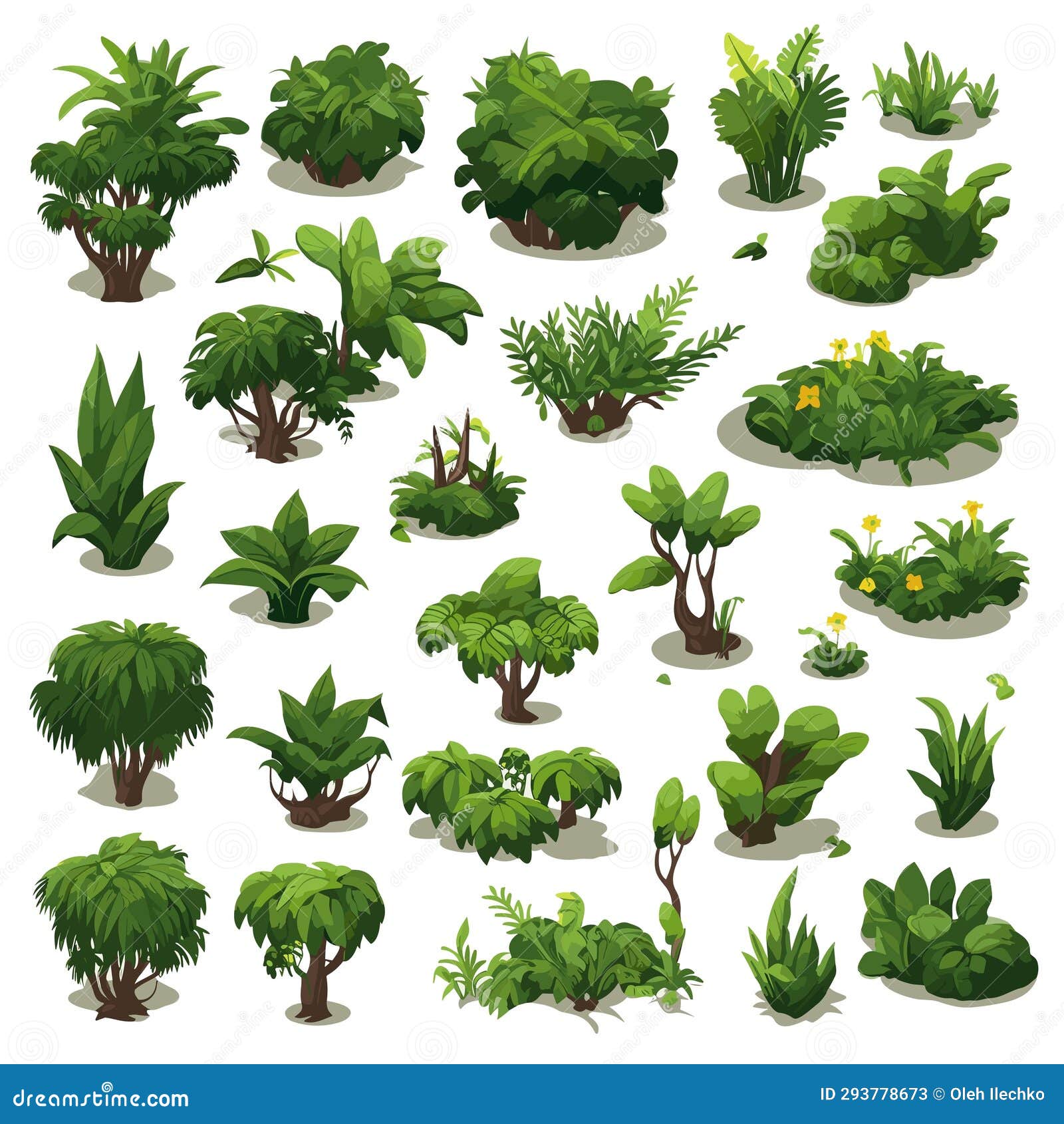 Jungle Vegetation Set Isometric Vector Flat Isolated Illustration Stock ...