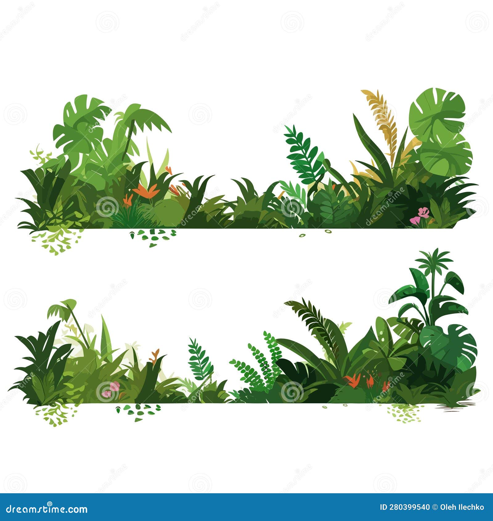 Jungle Vegetation Set Vector Isolated Stock Vector - Illustration of ...