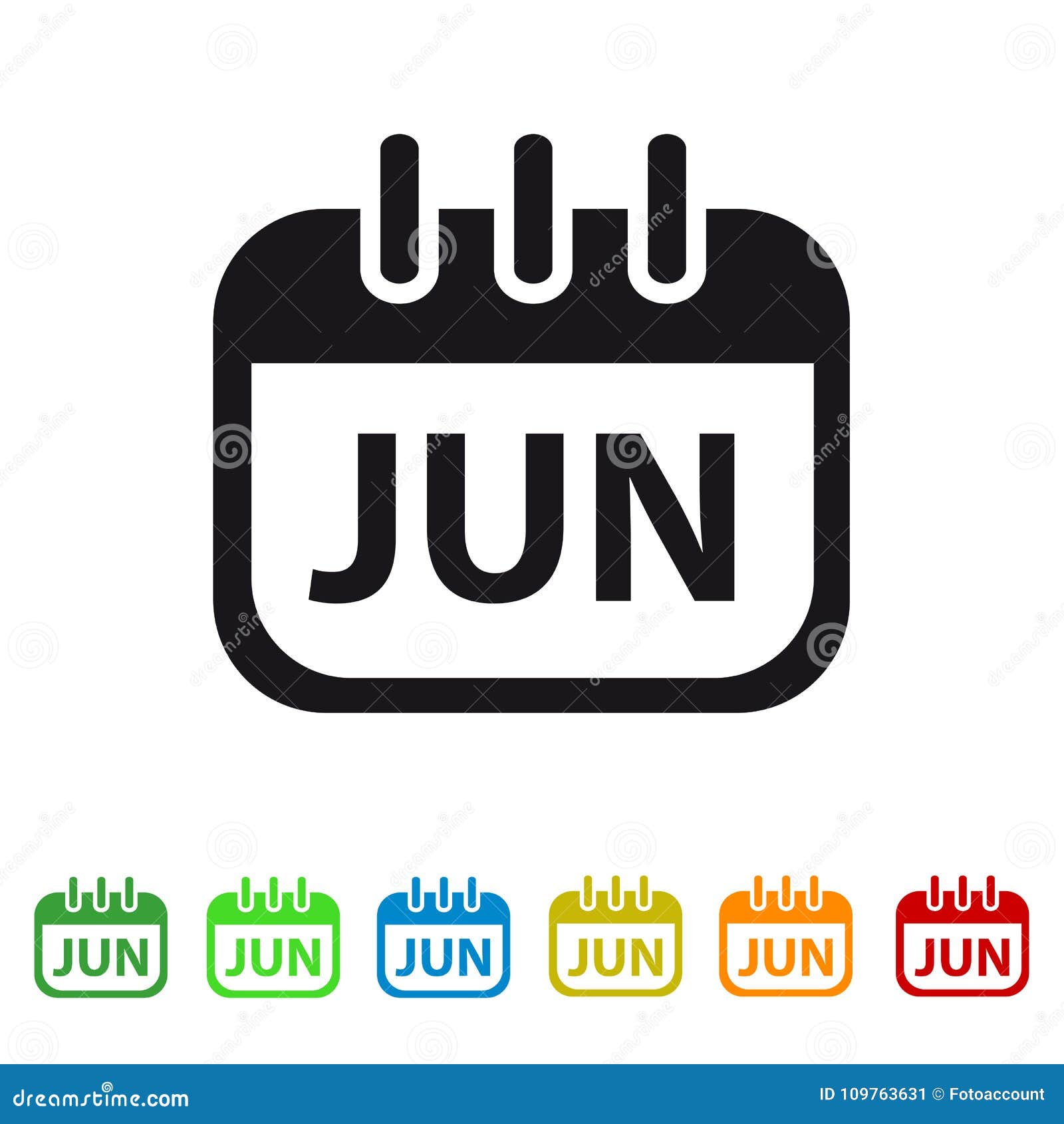 Juni-Kalender-Ikone - Buntes Vektorsymbol Vektor Abbildung ...