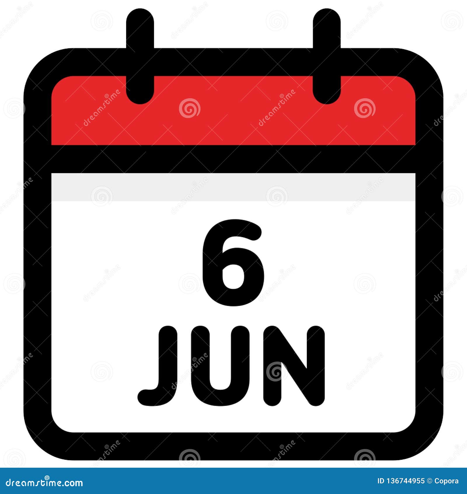 6 Juni - Kalender-Ikone - Vektor-Illustration Vektor Abbildung ...