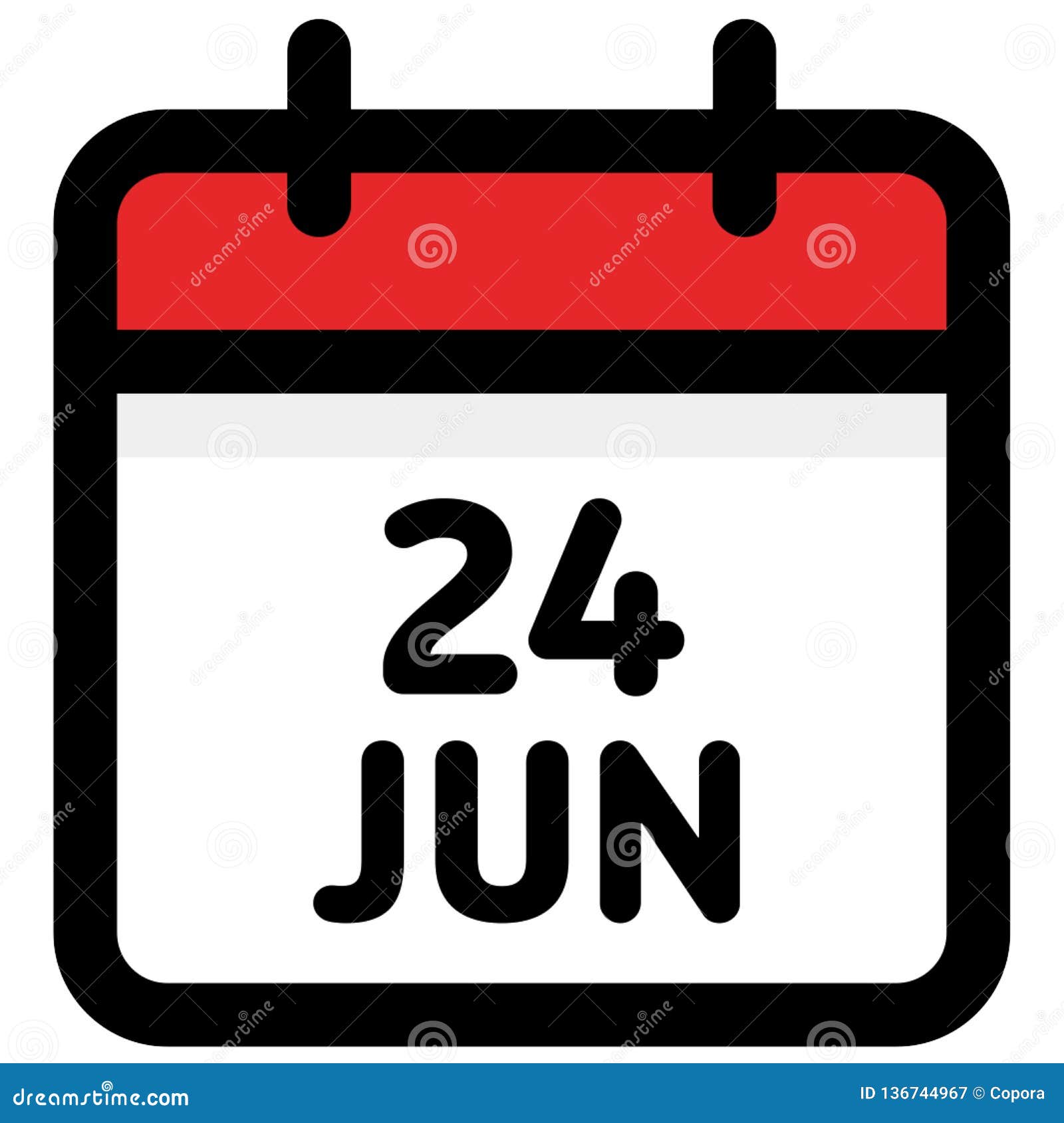 24 Junio - Icono Del Calendario - Ejemplo Del Vector Ilustración del ...