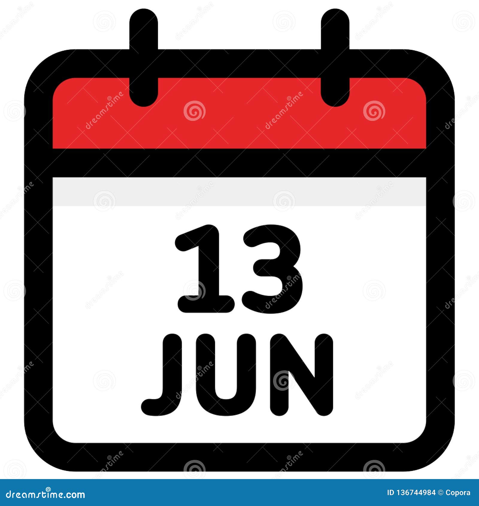 13 Junio - Icono Del Calendario - Ejemplo Del Vector Ilustración del ...