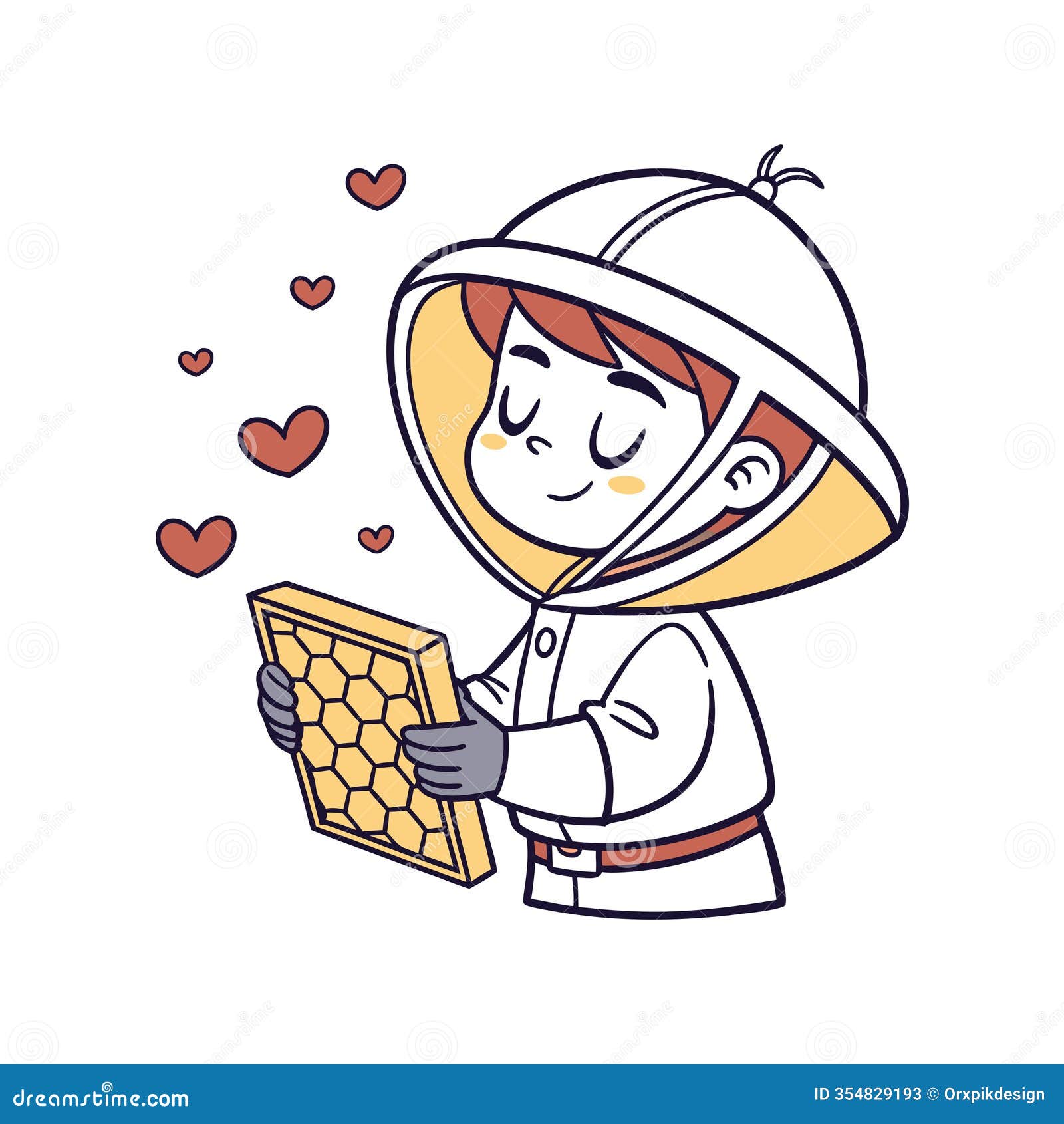 Junior Beekeeper Cartoon Boy Caring for Bees Stock Illustration ...