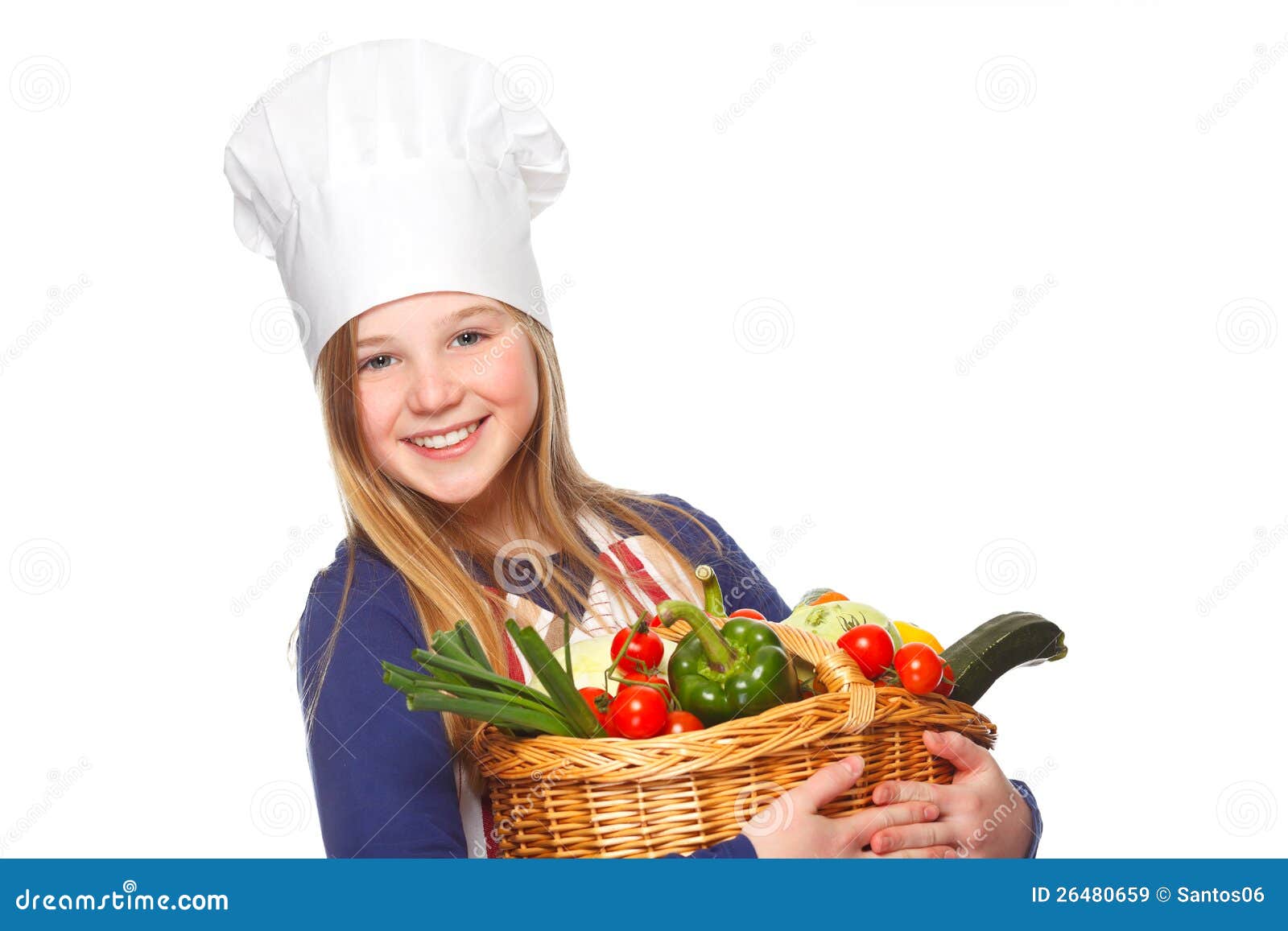 Junior Cook Holding a Basket with Vegetables Stock Image - Image of ...