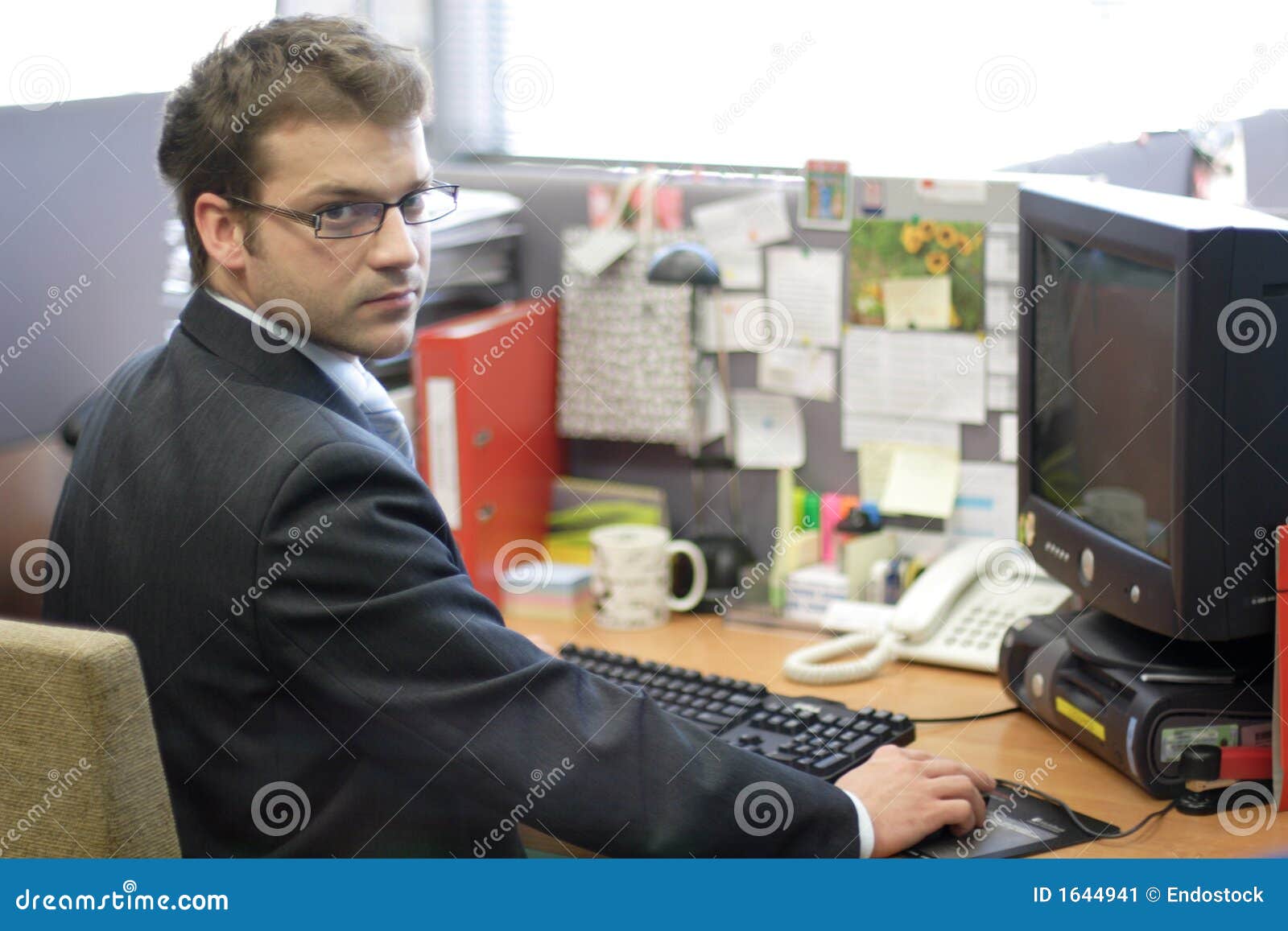 Junior Executive Working on Pc Stock Image - Image of computer ...