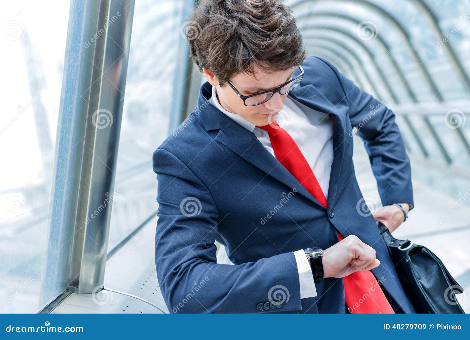 Junior Executives of Company Watching Time Stock Image - Image of ...