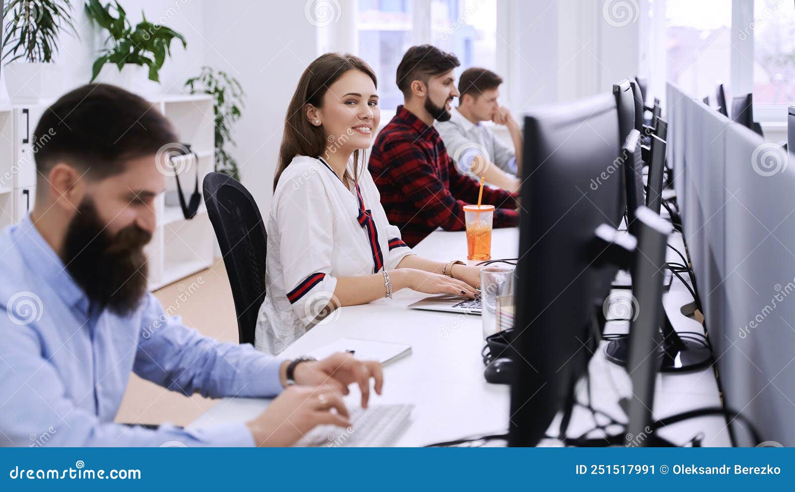 Junior Female Professional Working in Modern it Office. Group of Young ...