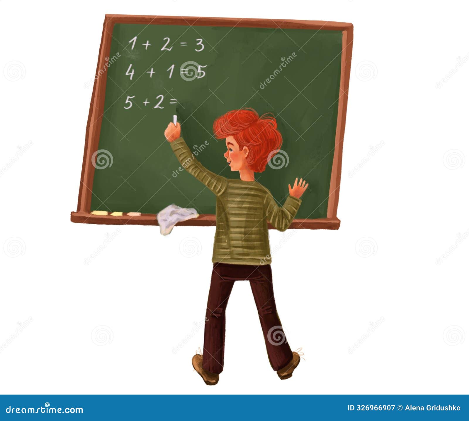 A Junior High School Student Writes on the Board with Chalk Stock ...