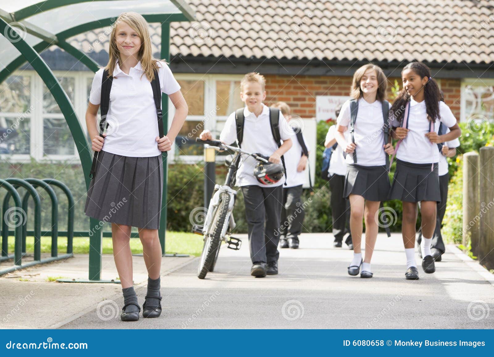 Junior School Children Leaving School Stock Photo - Image of friendship ...