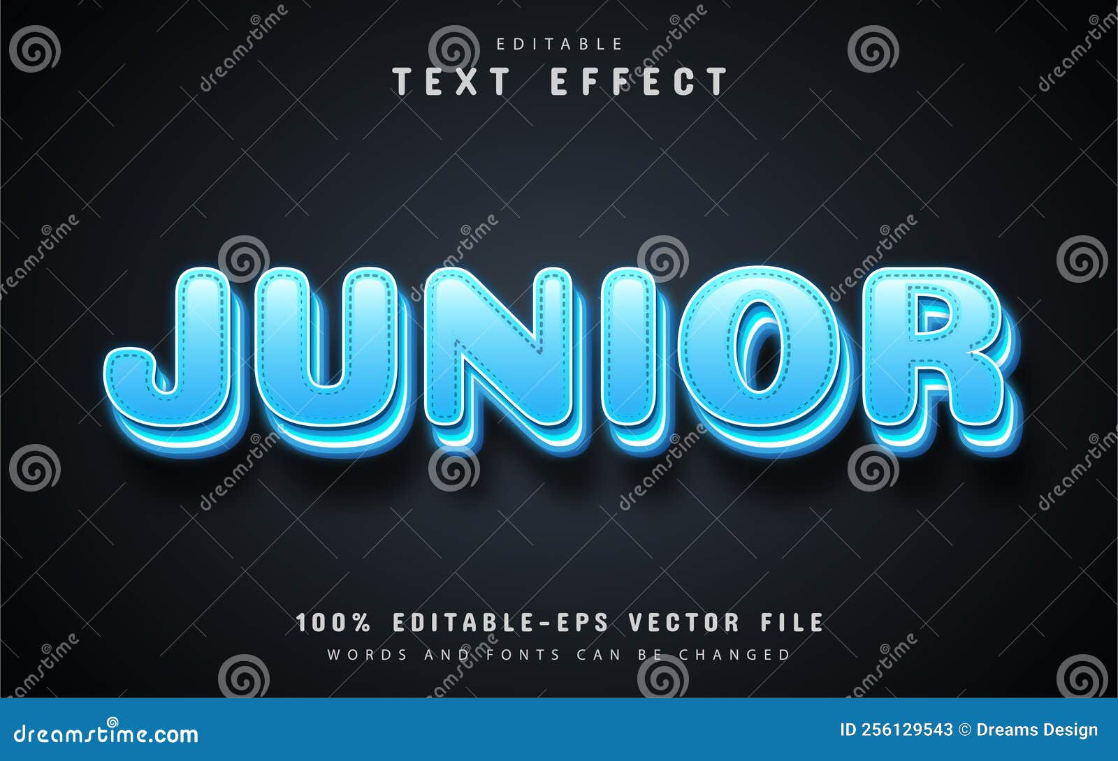 Junior Text, Editable 3d Style Text Effect Stock Vector - Illustration ...
