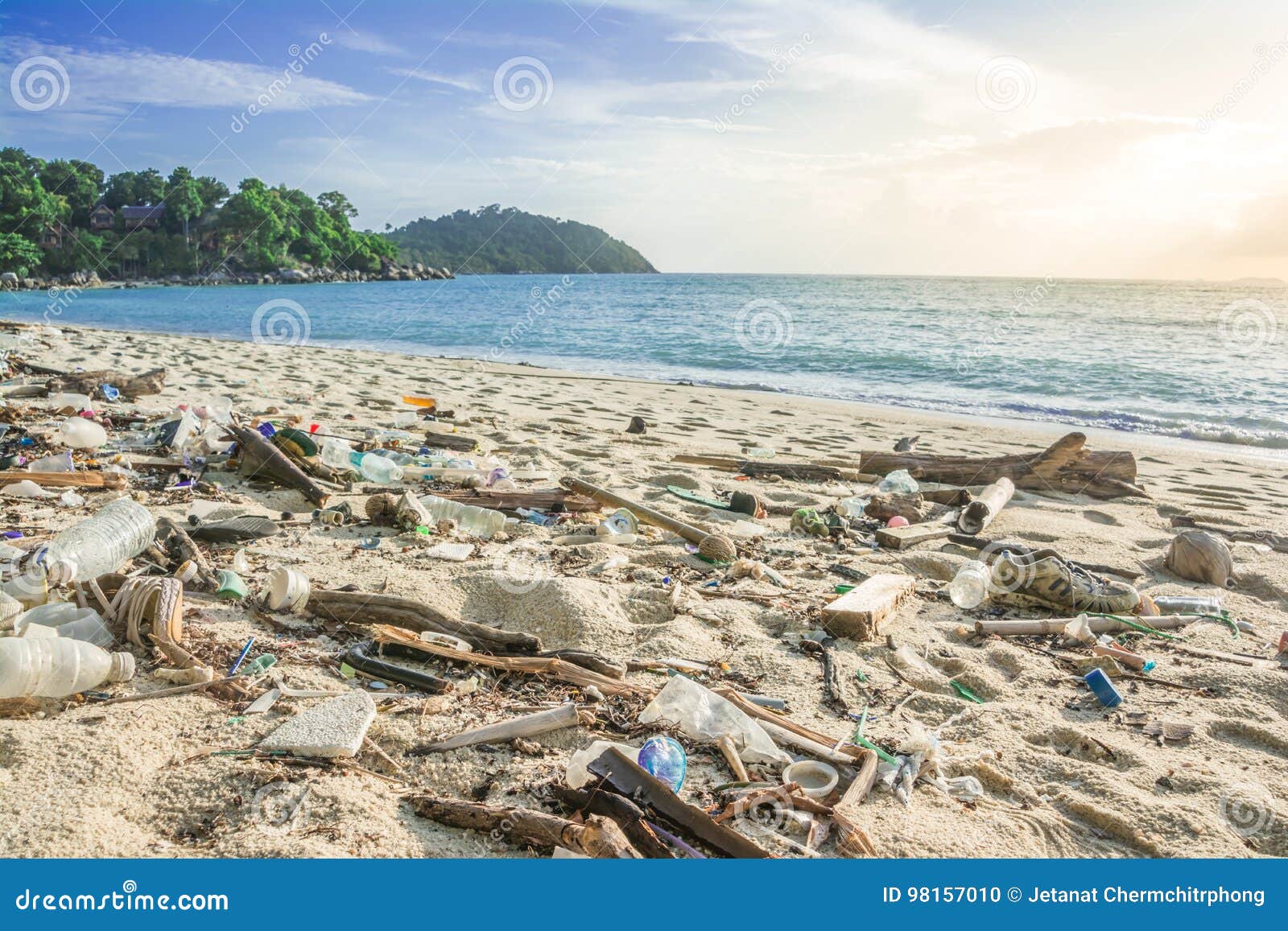 Junk on the beach stock photo. Image of recycle, asia - 98157010