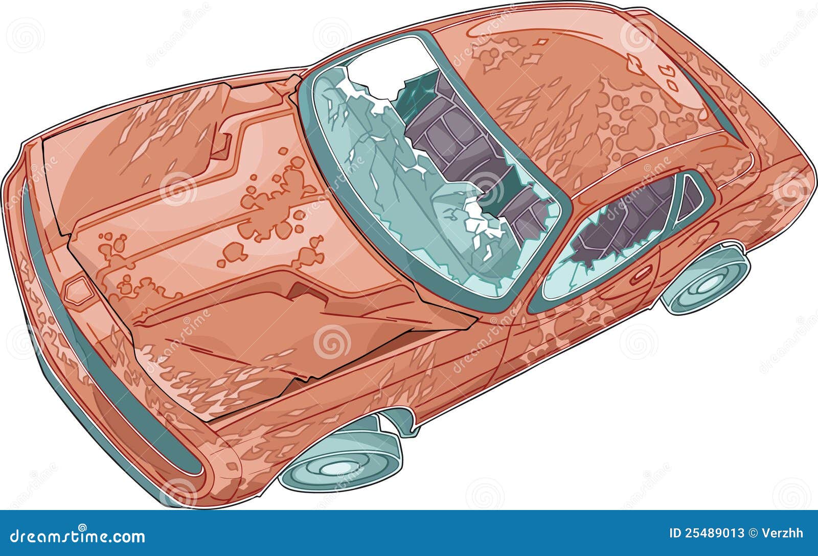 Junk Car stock vector. Illustration of hood, crack, rust - 25489013