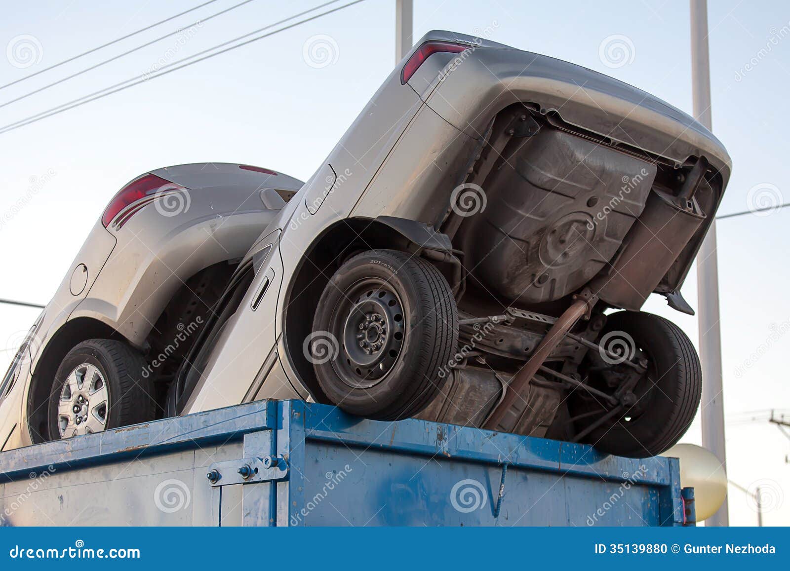 Junk Cars in Dumpster Cash for Clunkers Stock Photo - Image of crush ...