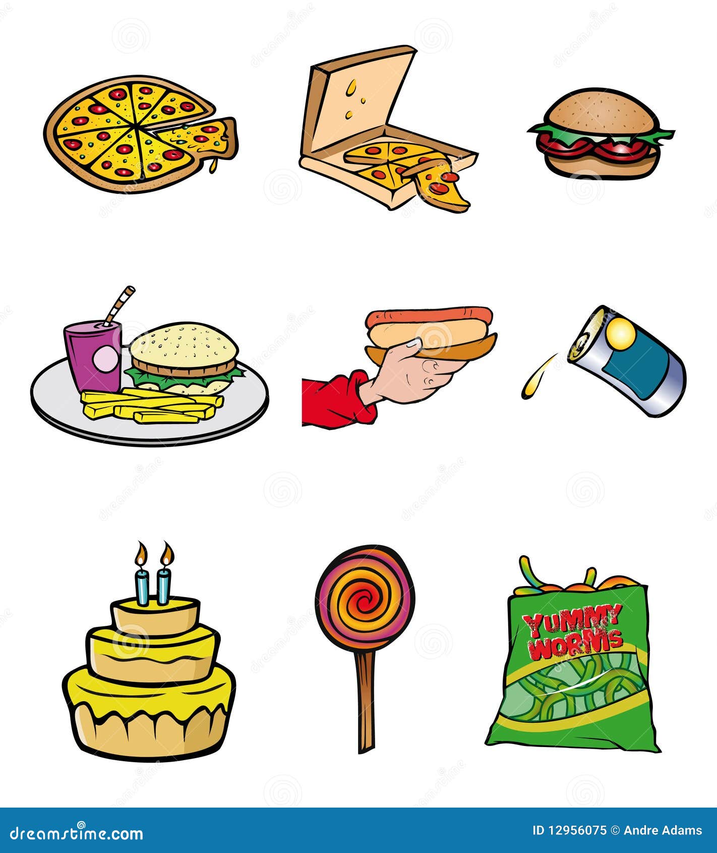 Junk food collection stock vector. Illustration of cake - 12956075