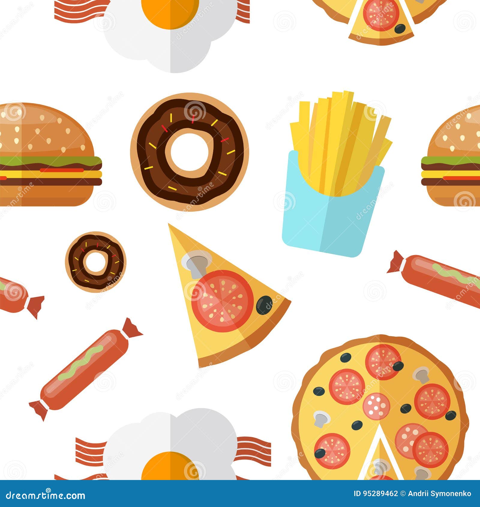 Junk Food Seamless Pattern. Vector Illustration Stock Vector ...