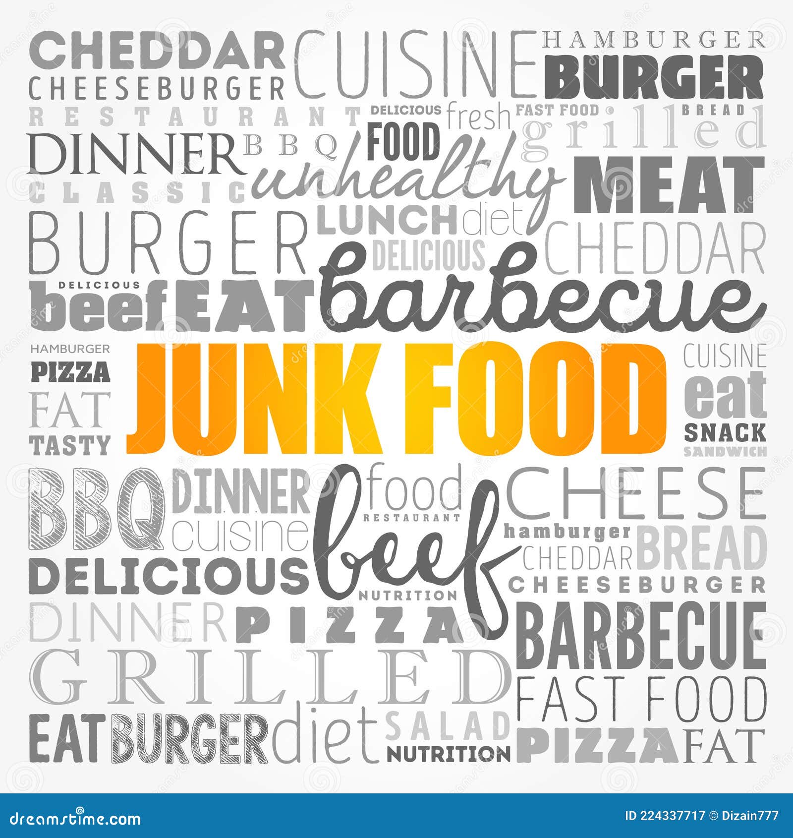 JUNK FOOD Word Cloud, Food Concept Background Stock Illustration ...