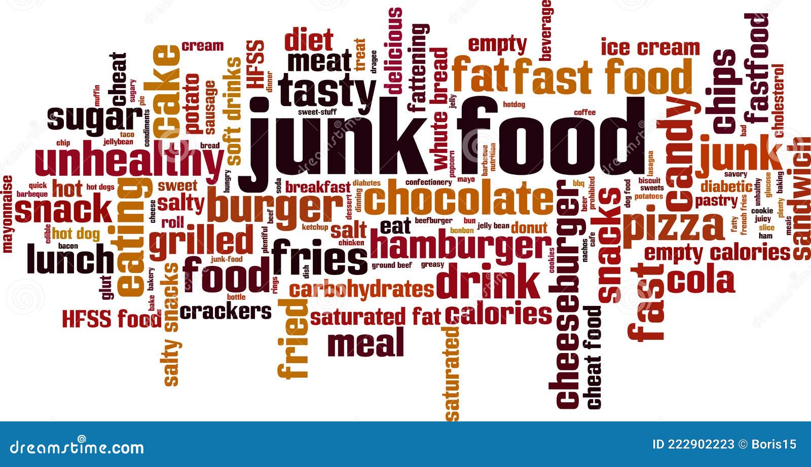 Junk food word cloud stock vector. Illustration of cola - 222902223