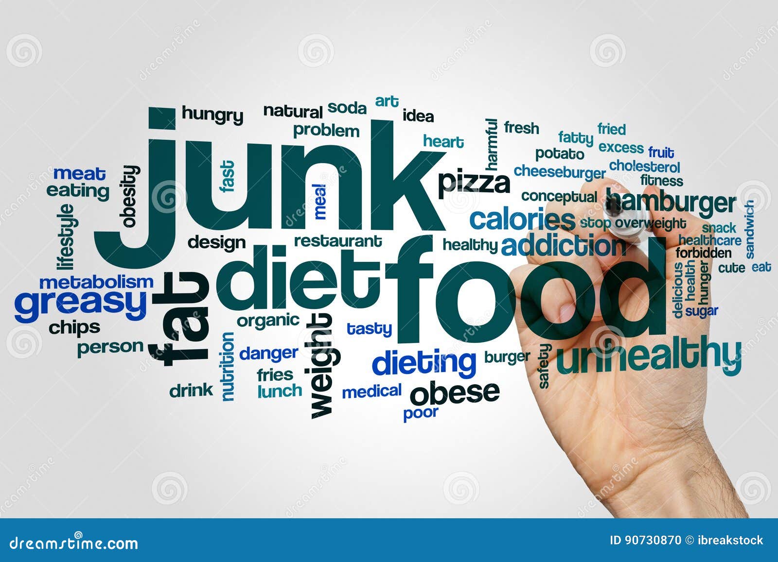 Junk food word cloud stock photo. Image of natural, food - 90730870