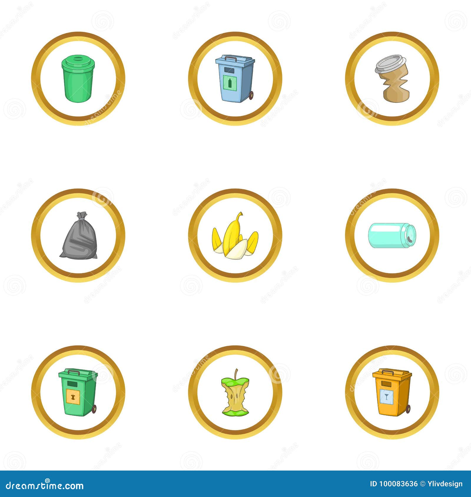 Junk Icons Set, Cartoon Style Stock Vector - Illustration of factory ...