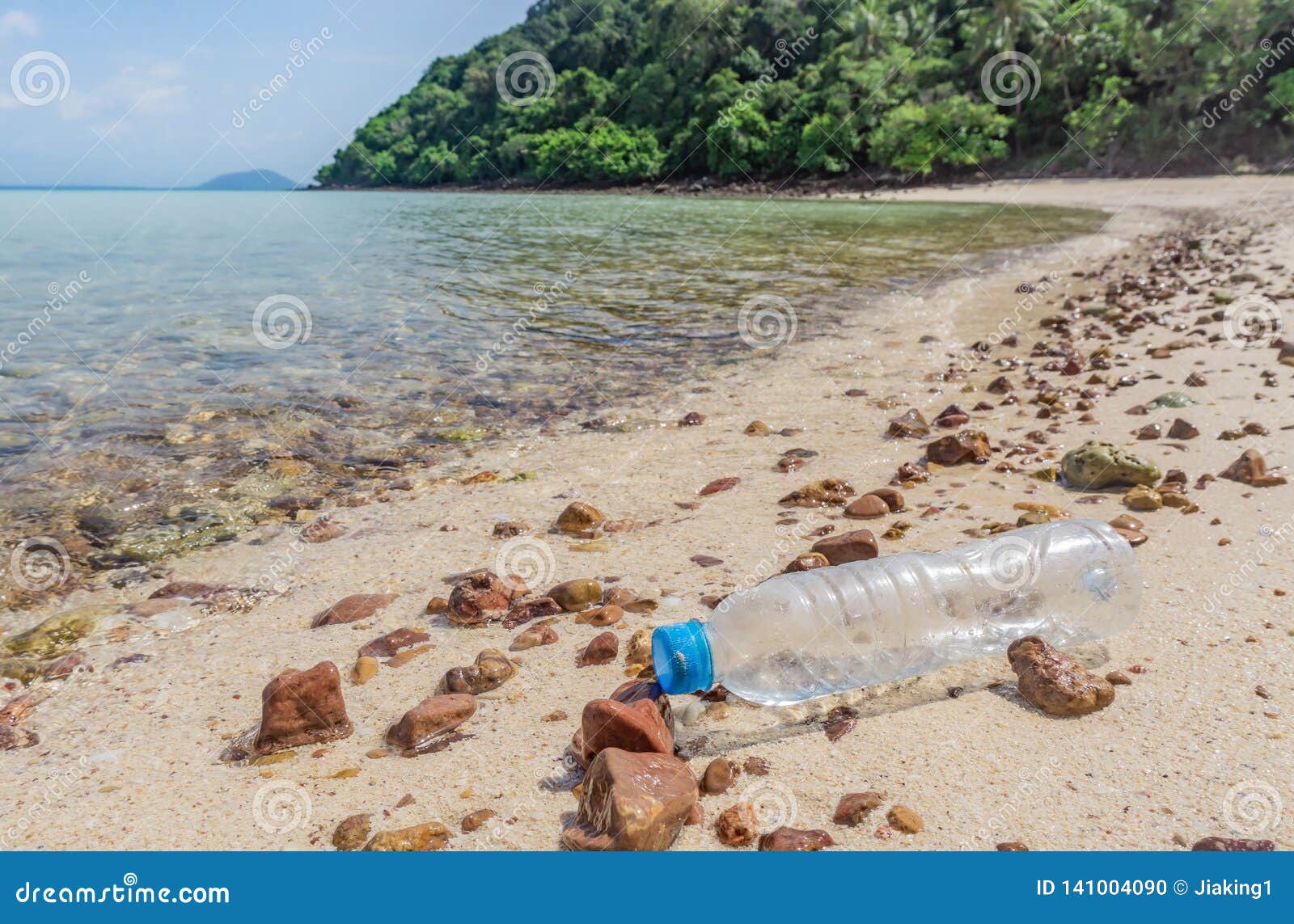 Junk Plastic Bottle on Sand Beach Stock Photo - Image of island, junk ...