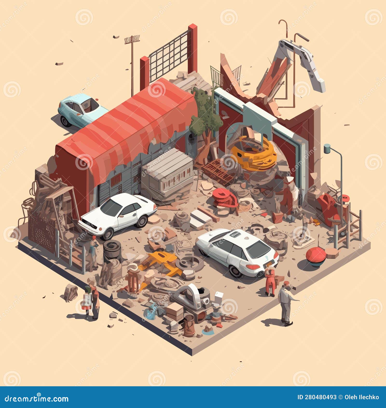 Junk Yard Isometric Vector Tile Isolated Illustration Stock Vector ...
