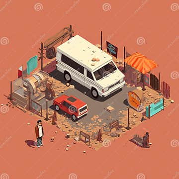 Junk Yard Isometric Vector Tile Isolated Illustration Stock Vector ...