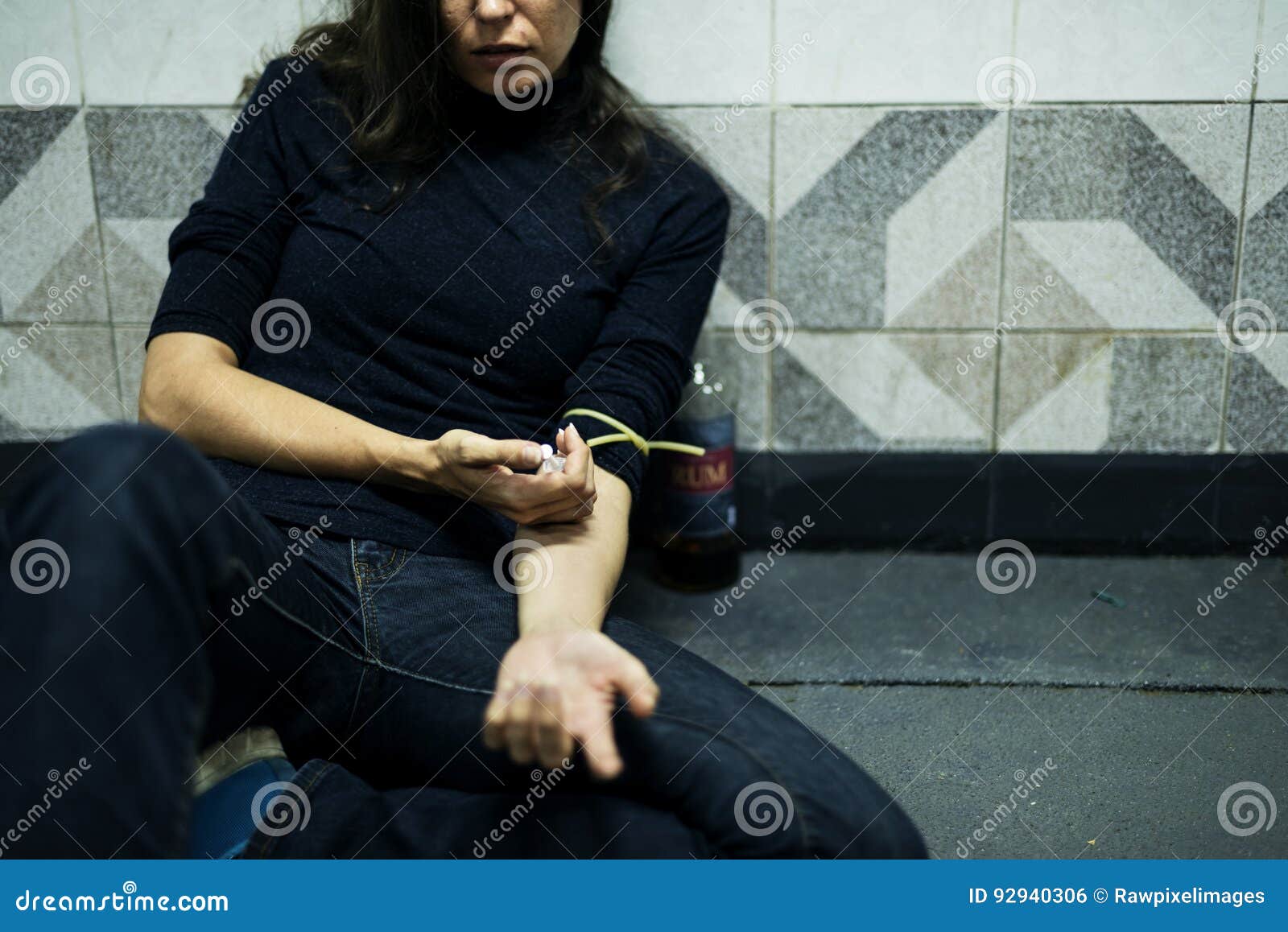 Junkie People Using Syringe Injecting Narcotic Illegal Drugs Stock ...
