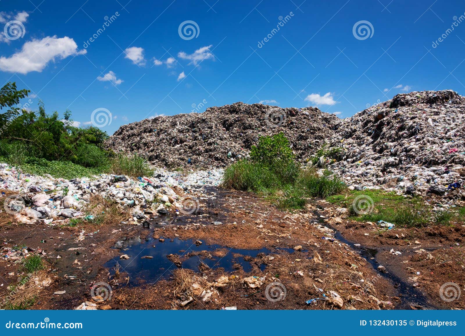 Landscape with Garbage Dump Hill Stock Image - Image of waste, people ...