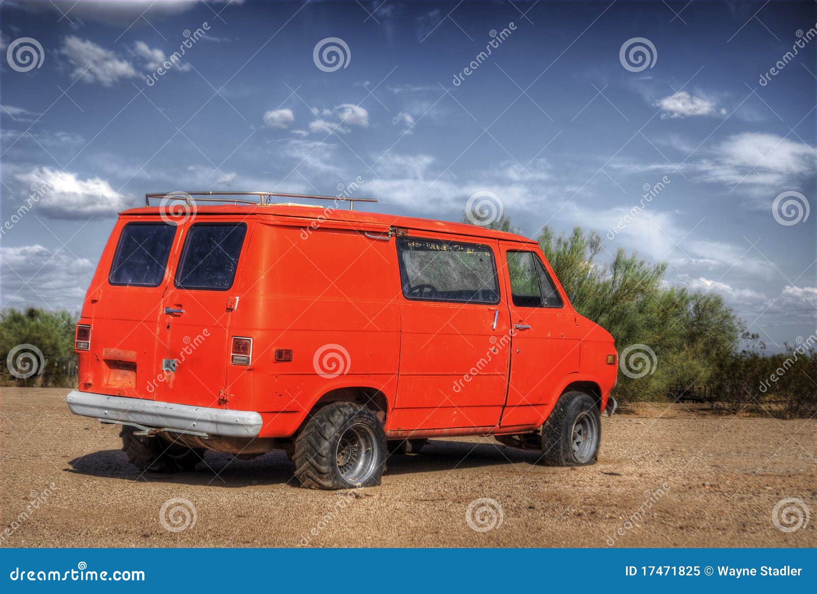 Junkyard Surfer Van stock image. Image of flat, orange - 17471825