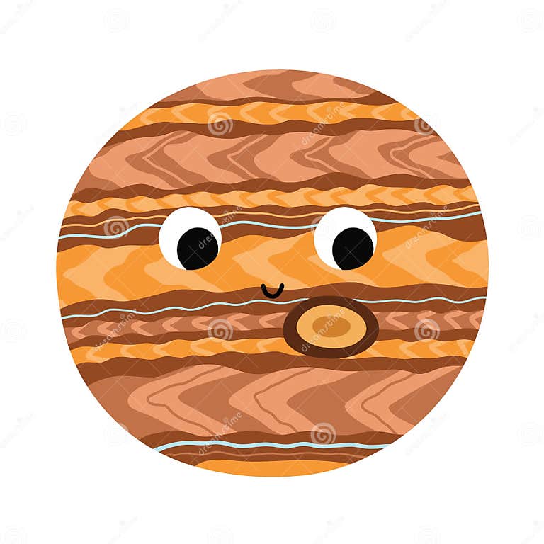 Happy Jupiter Planet in Cartoon Style. Cute Smiling Solar System ...