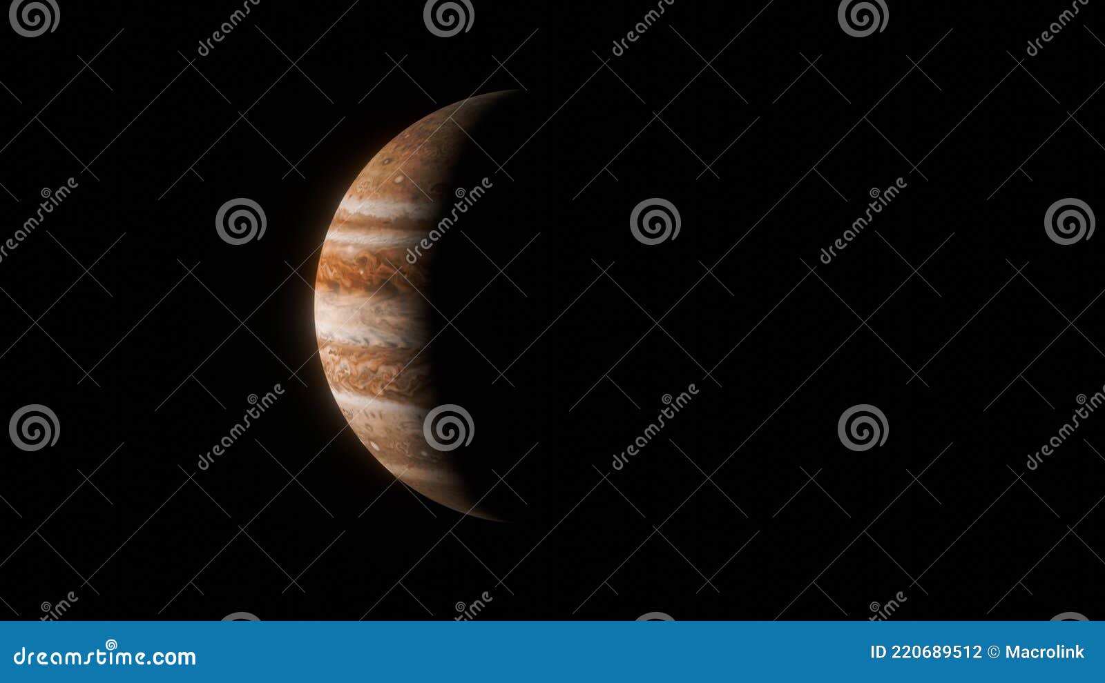 The Jupiter with a Changing Phase, Detailed Surface in Dark Cosmic Sky ...
