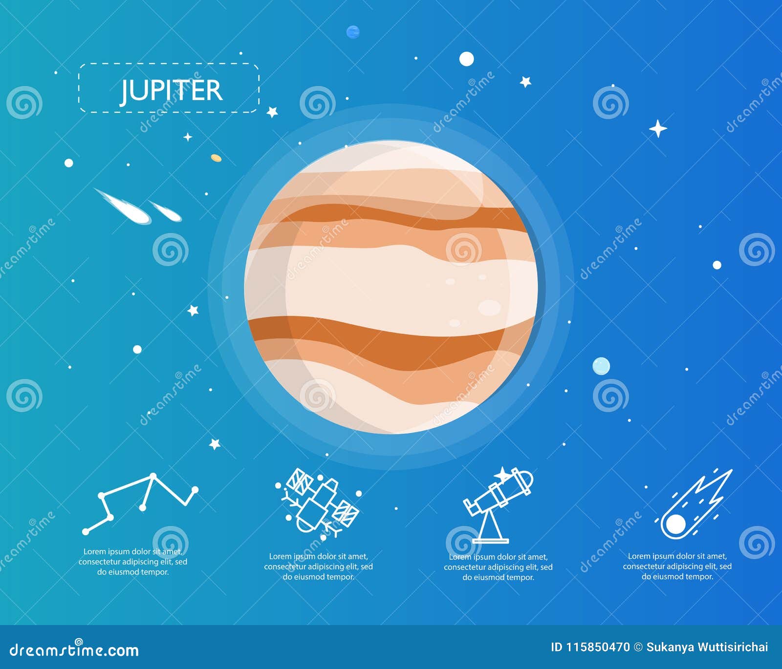 The Jupiter Infographic in Universe Concept. Stock Illustration ...