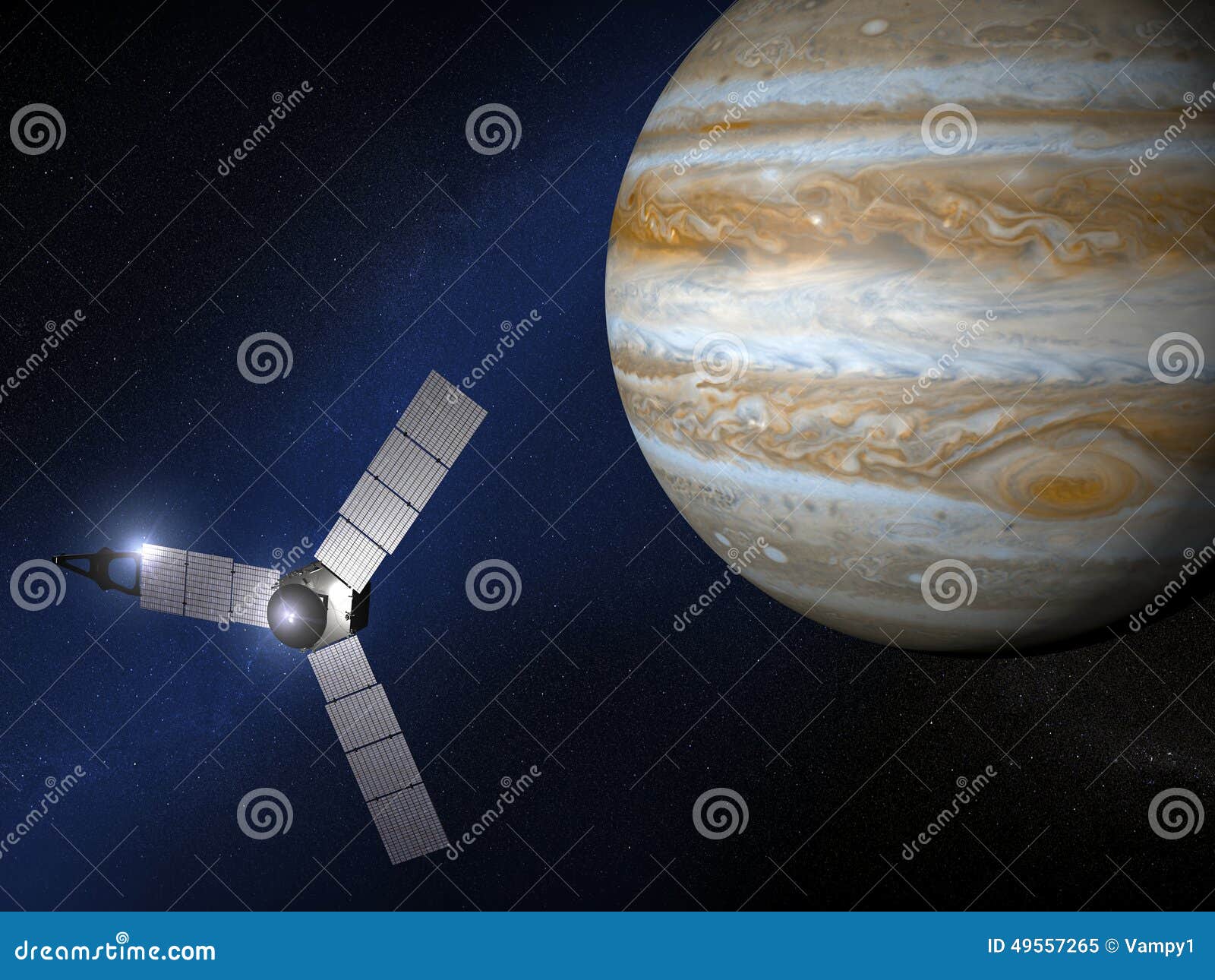 Jupiter and Juno Space Probe Stock Illustration - Illustration of field ...
