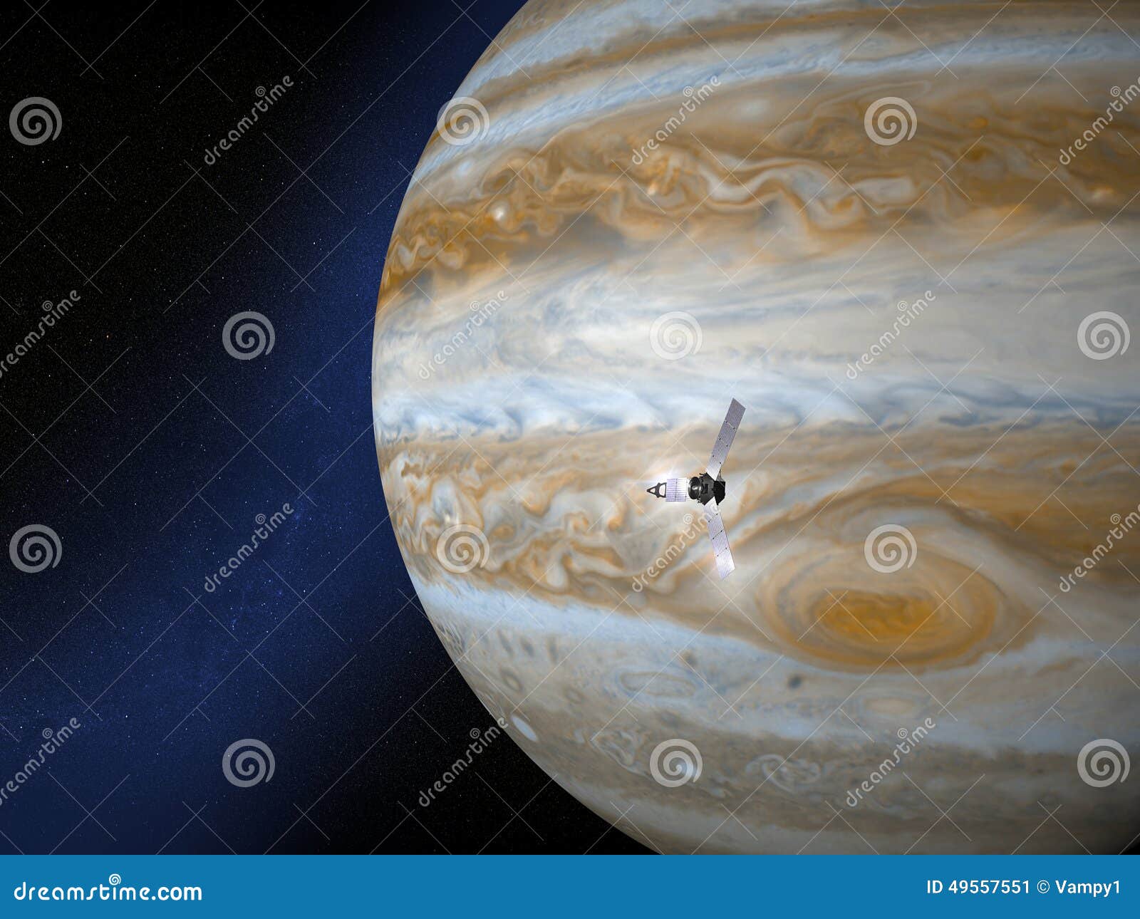 Jupiter and Juno Space Probe Stock Illustration - Illustration of milky ...