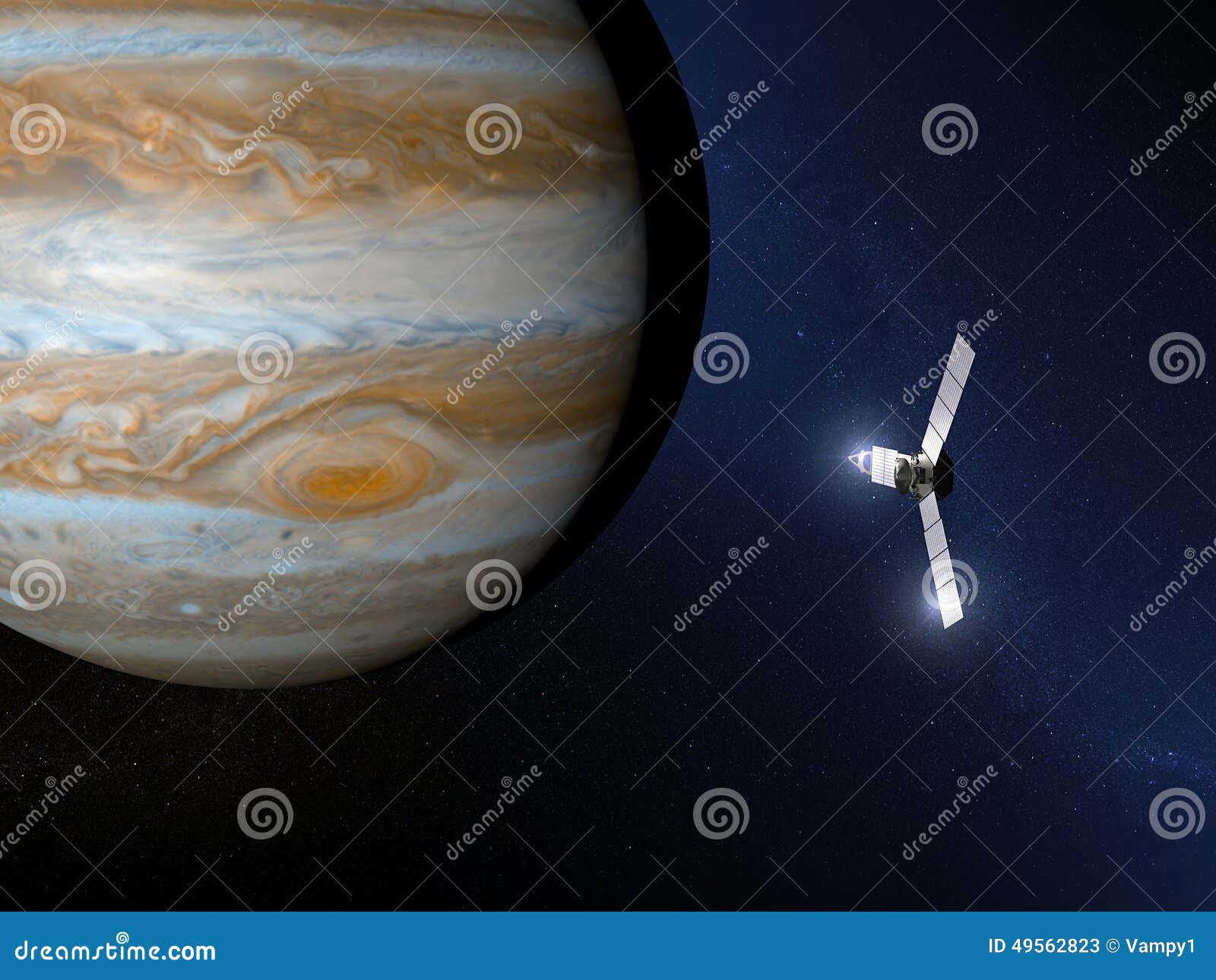 Jupiter and Juno Space Probe Stock Illustration - Illustration of size ...