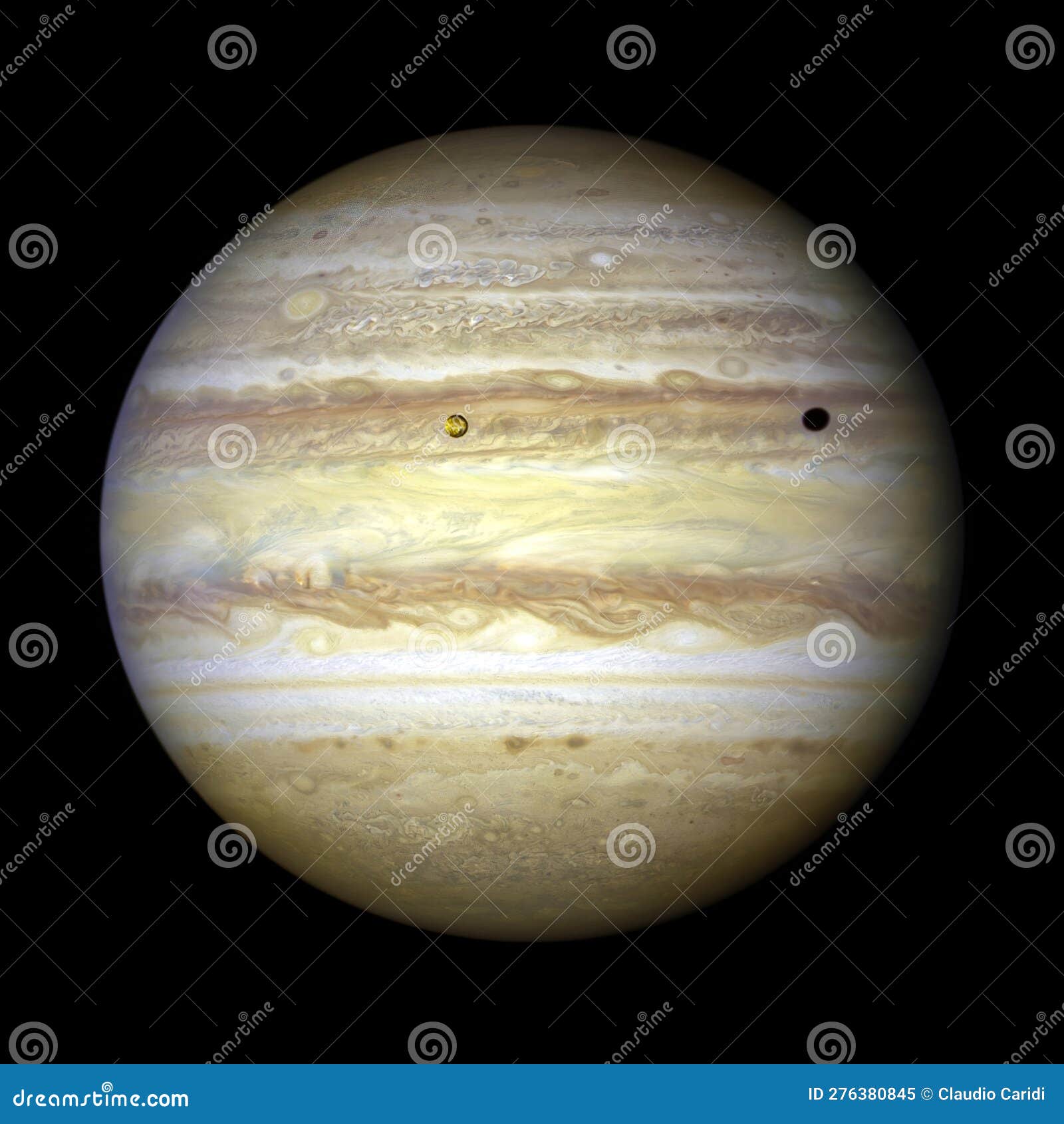 Jupiter with Moon Io Casting a Shadow Toward the Planet. Enhanced ...