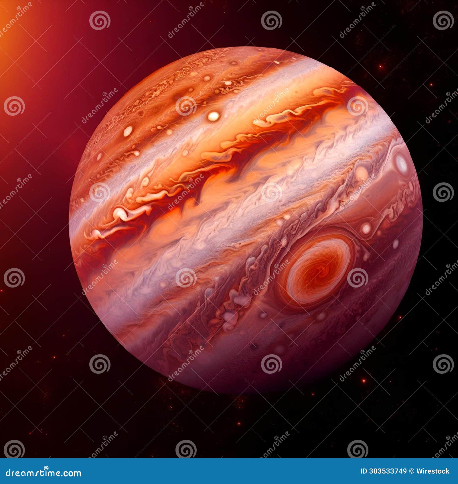 Jupiter in Outer Space with Sun and Stars Around it As Seen from Its ...