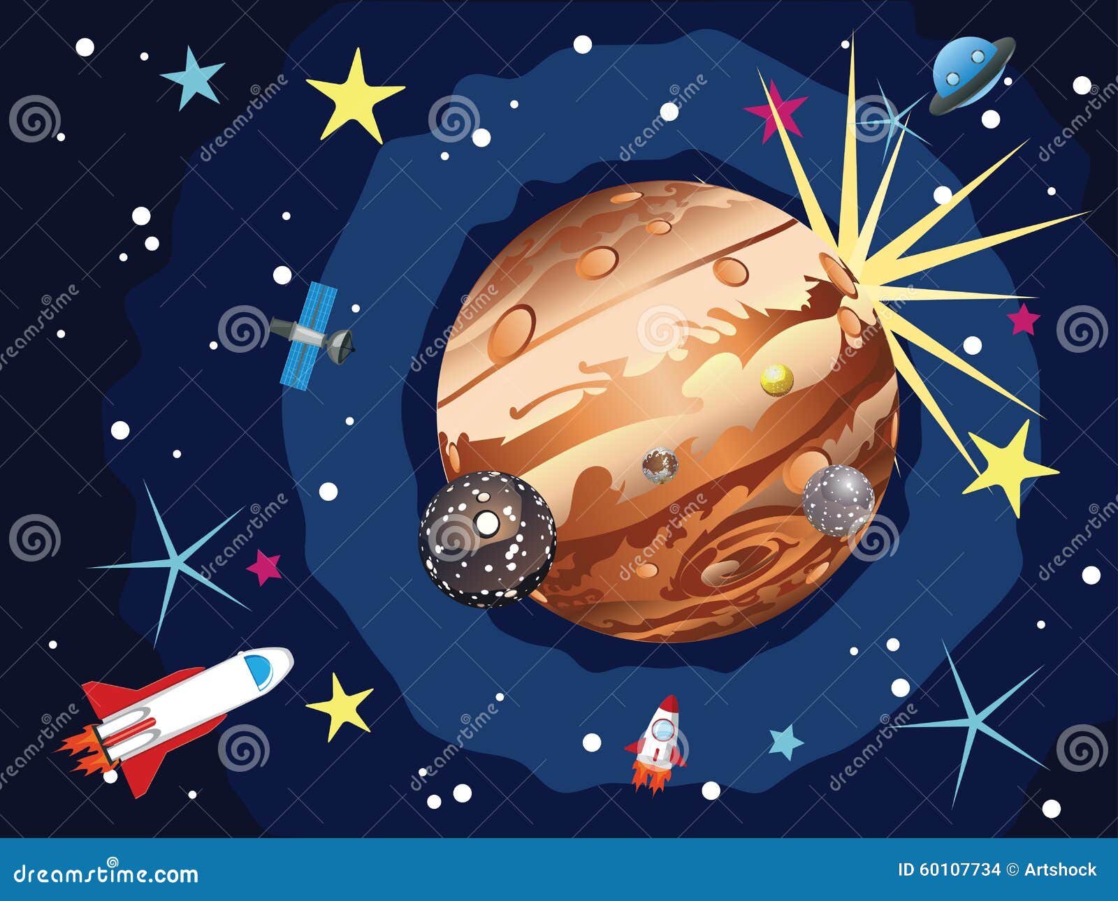 Jupiter Planet stock vector. Illustration of spaceship - 60107734