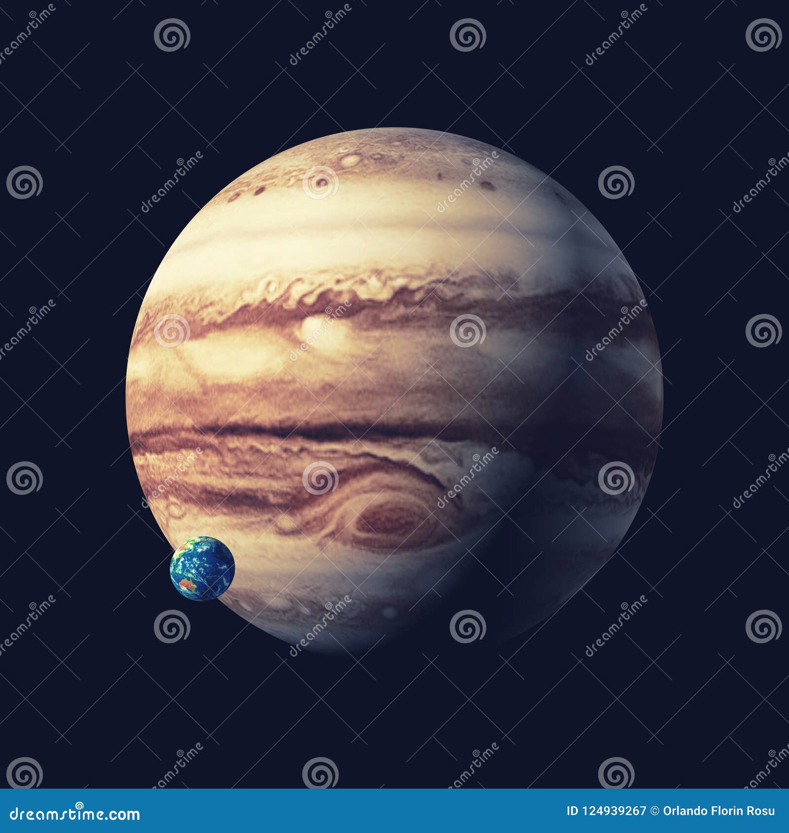 Jupiter Planet Watercolor Isolated On White Background. Watercolour ...