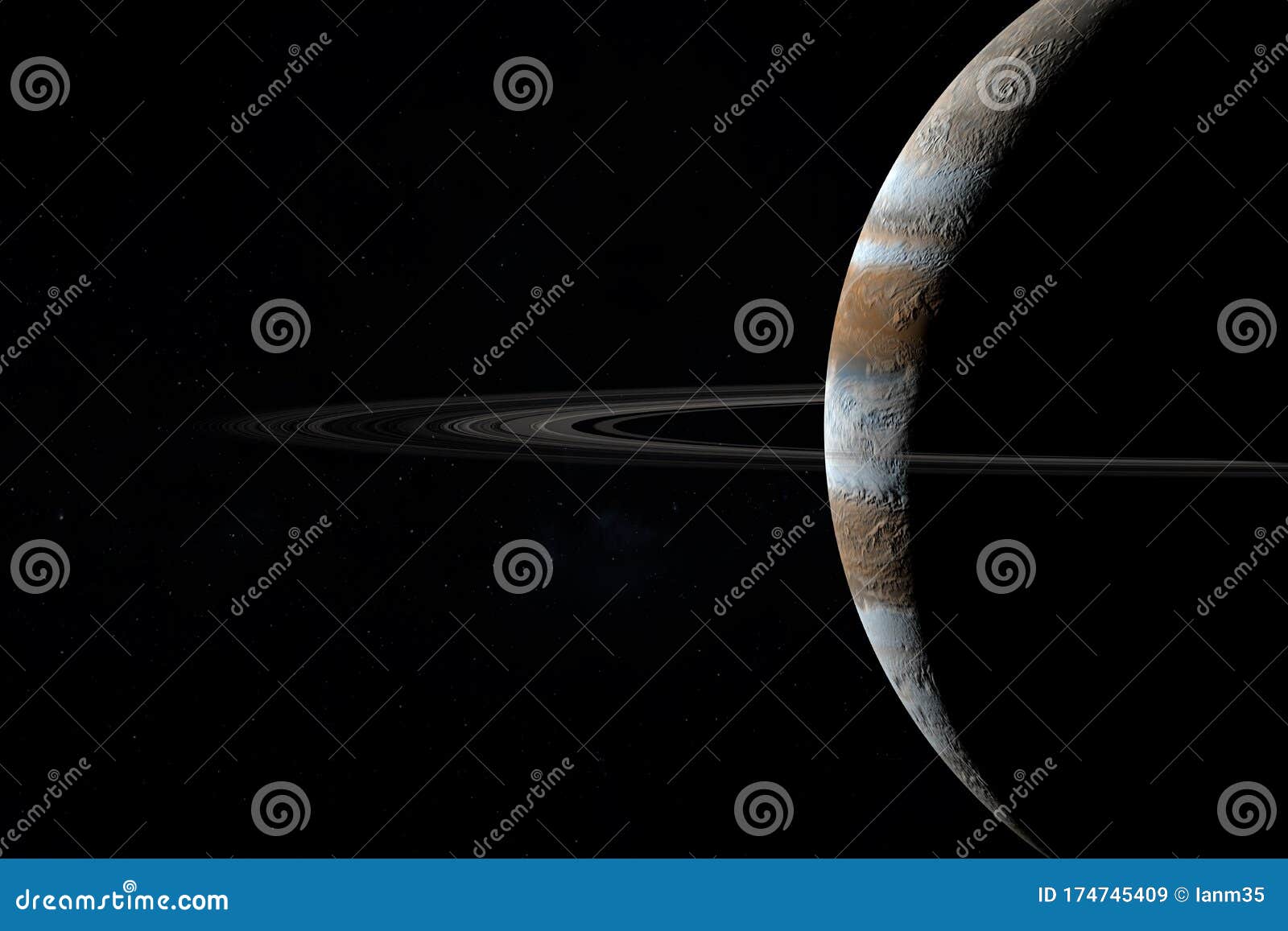 Jupiter Planet with Her Rings in Rotation in the Outer Space. 3d Render ...