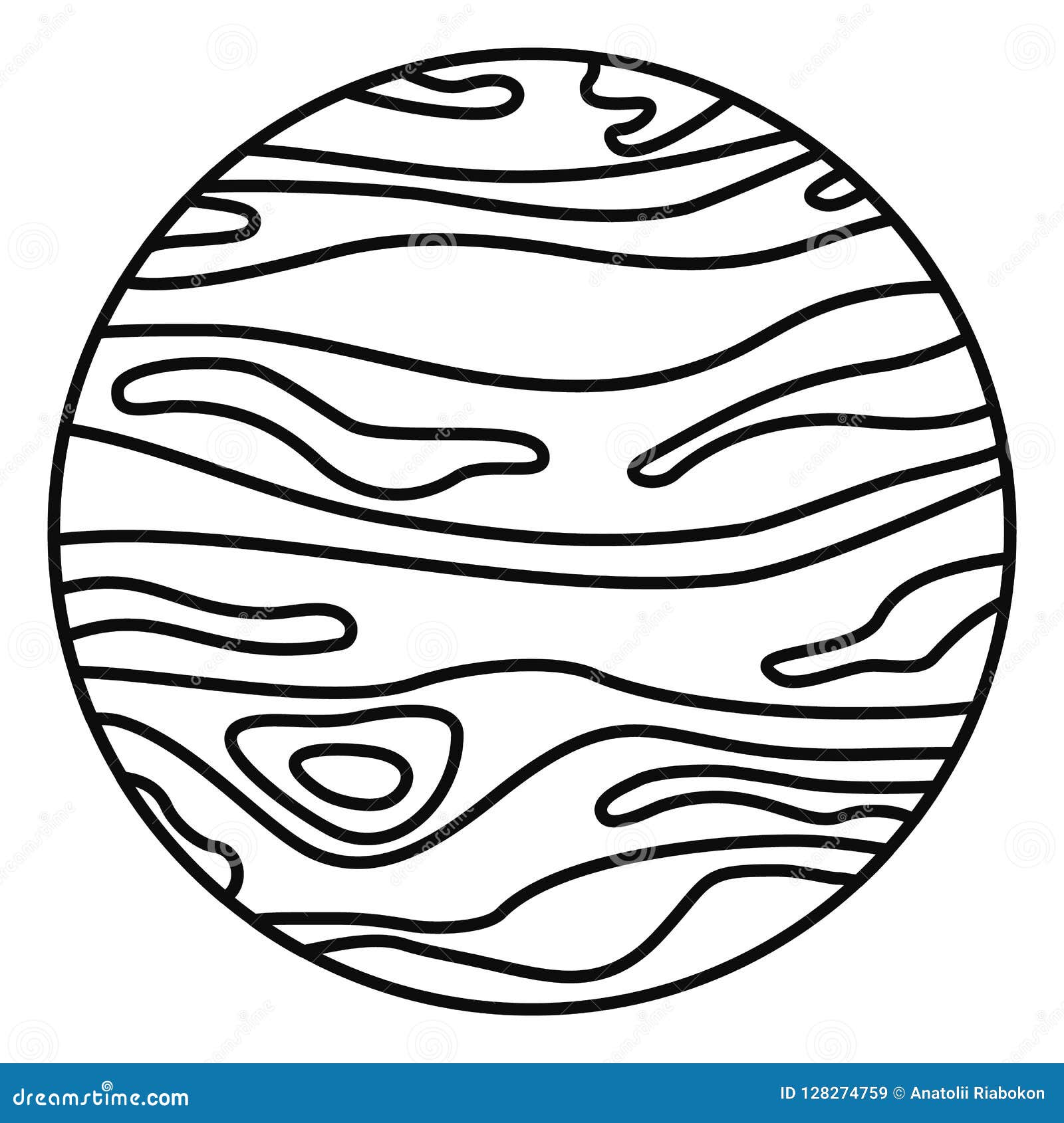 Outline Jupiter With Satellite Vector Icon. Isolated Black Simple Line ...