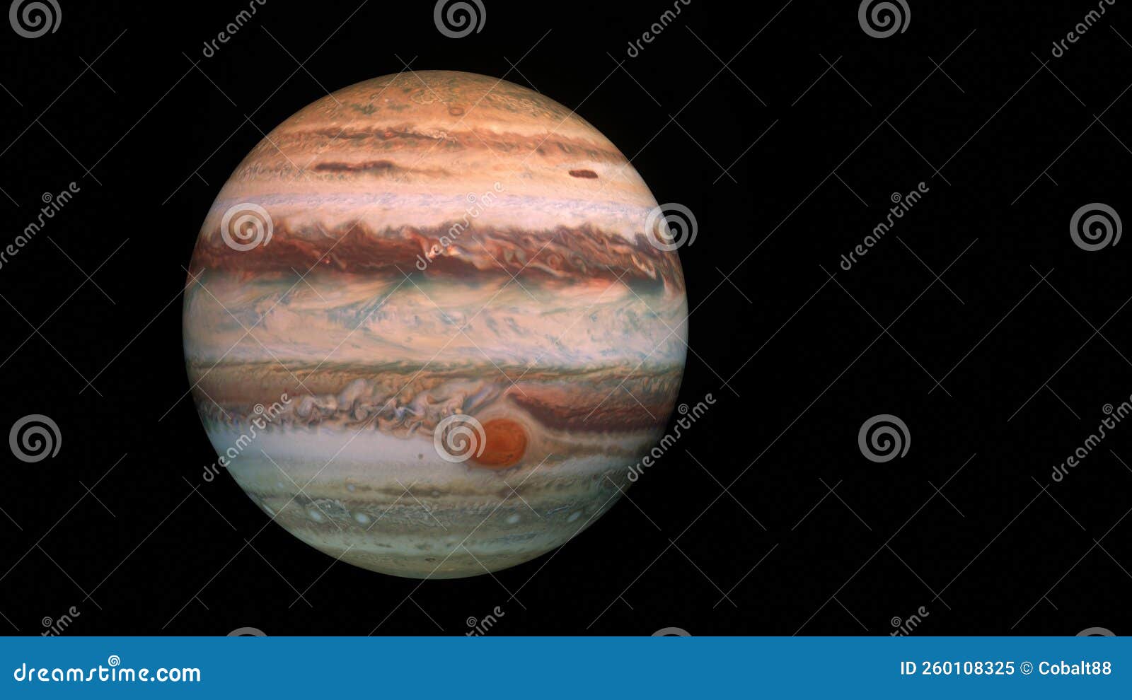 Jupiter Planet Isolated on Black, High Detailed Surface Features Stock ...