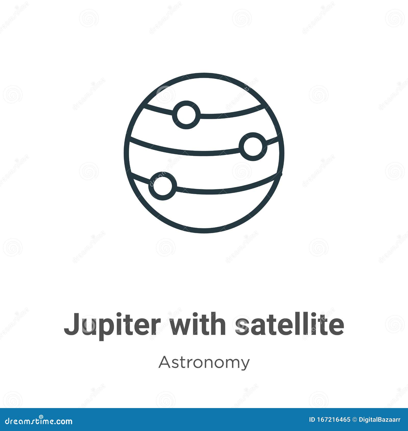 Outline Jupiter With Satellite Vector Icon. Isolated Black Simple Line ...