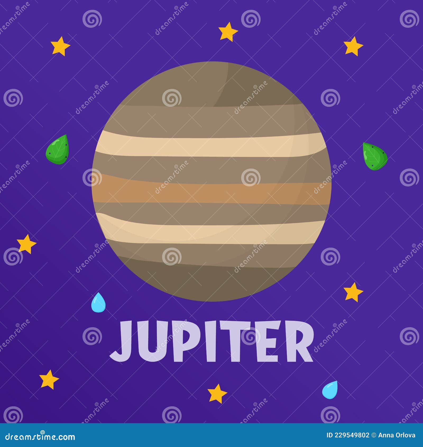 Jupiter. Type of Planets in the Solar System. Space Stock Vector ...