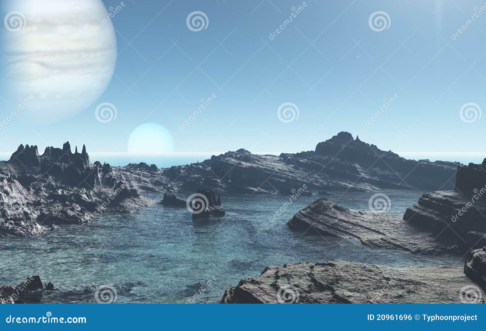 Jupiter Will Rise from the Horizontal Line Stock Illustration ...