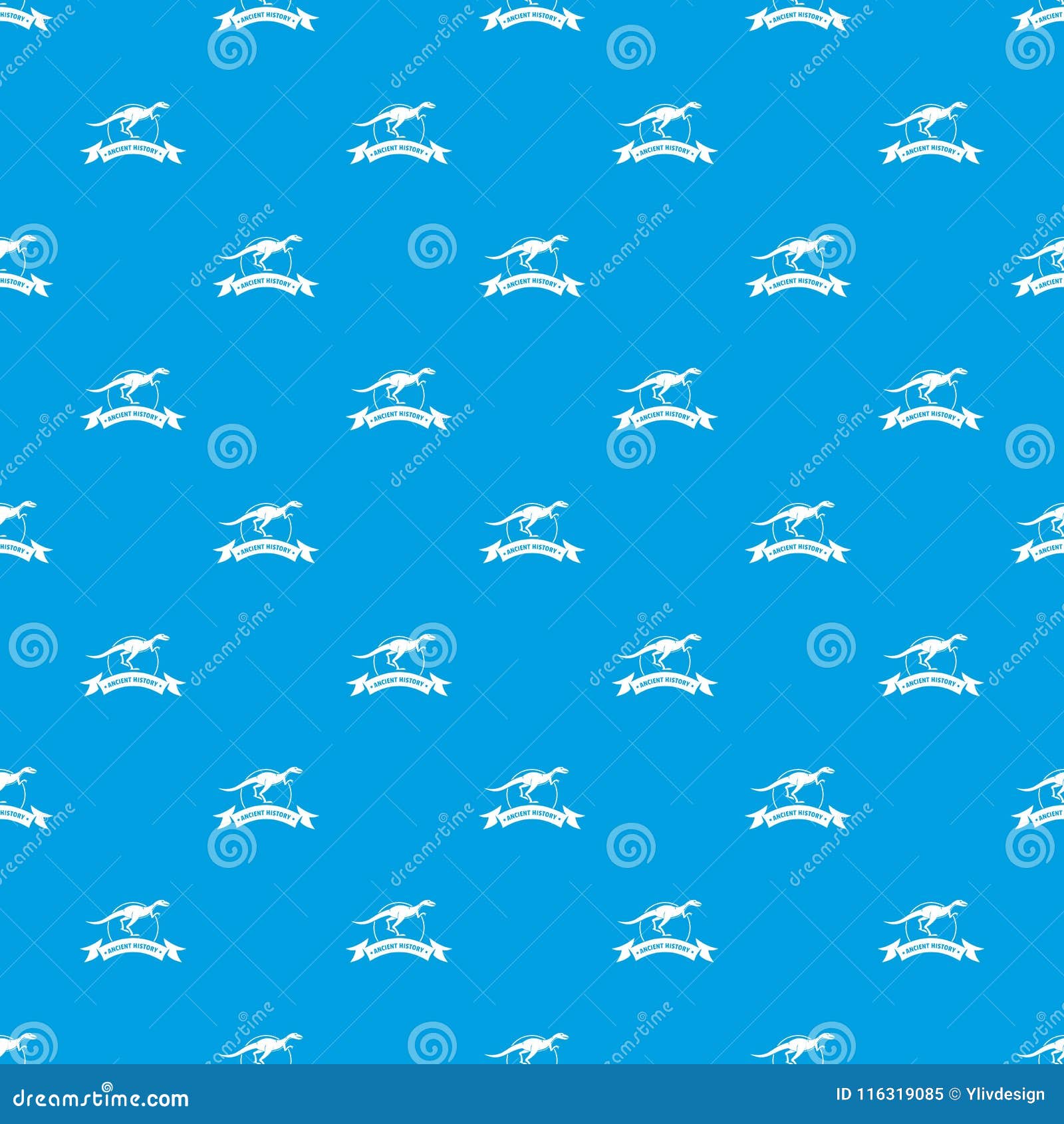 Jurassic Raptor Pattern Vector Seamless Blue Stock Vector ...