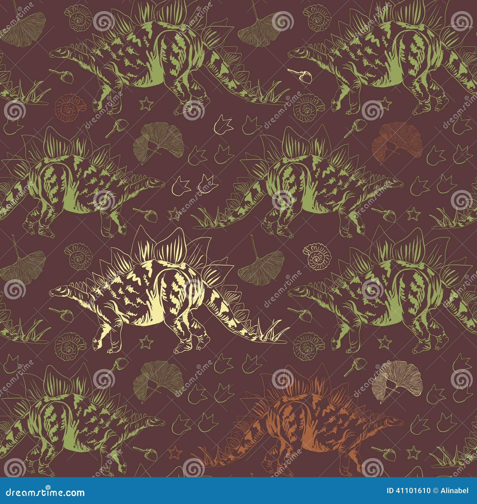 Jurassic Stegosaurus. Seamless Vector Pattern Stock Vector ...