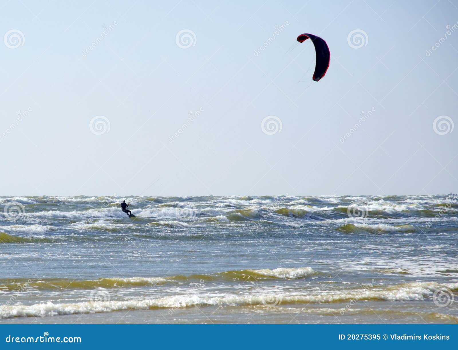 Jurmala (Latvia). Surfing with a Parachute Stock Image - Image of board ...