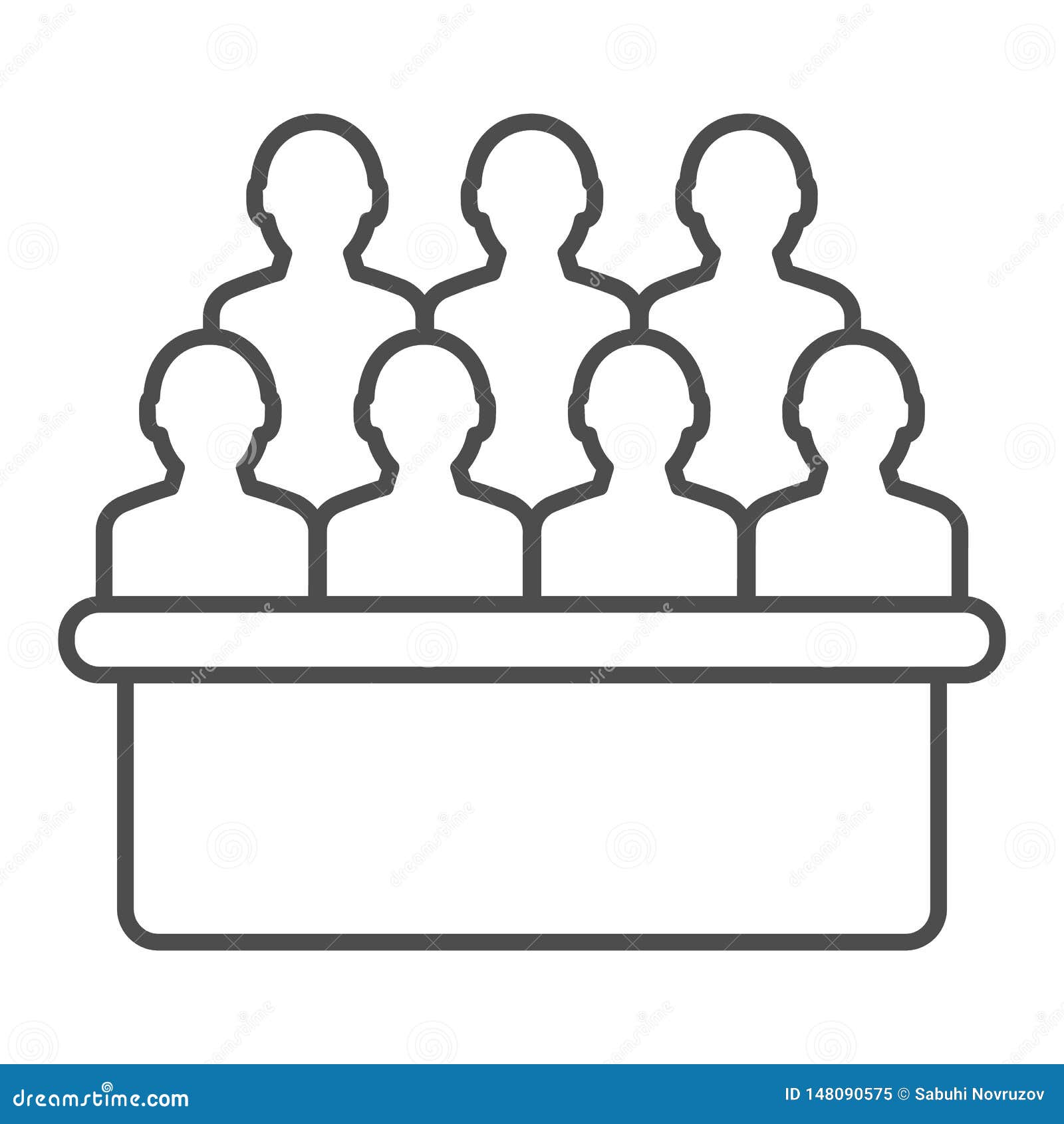 Jury Box Thin Line Icon. Group Vector Illustration Isolated on White ...