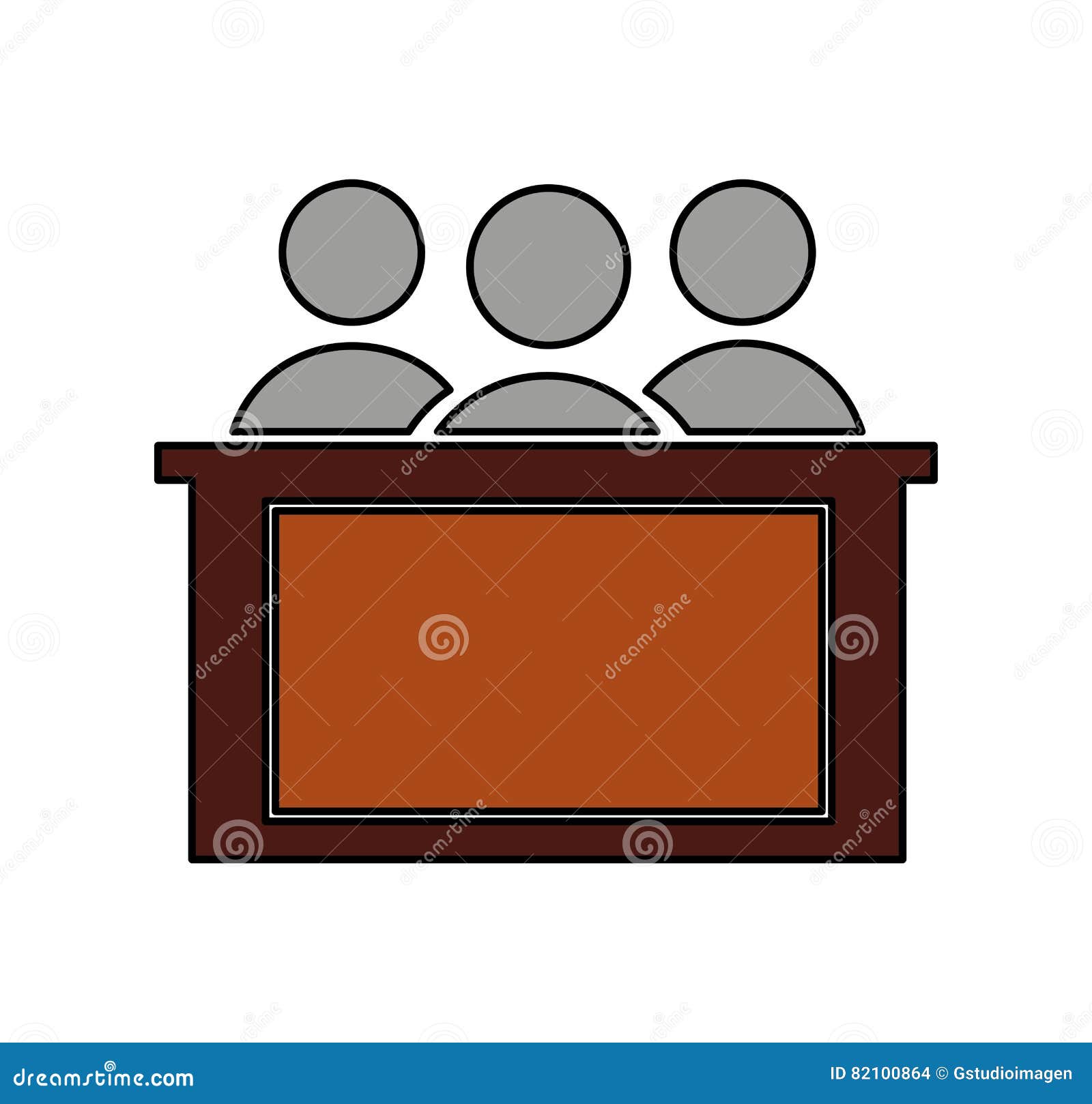 Honorable Jury Solid Icon. Three Figures In Compartment, Acting As A ...